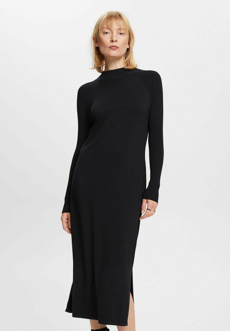 Esprit MOCK NECK - Gebreide jurk - black/zwart - Zalando.nl