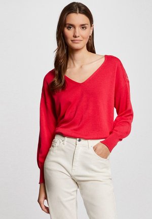 Kaffe KASARLA V-NECK - Maglione - red melange/rosso - Zalando.it