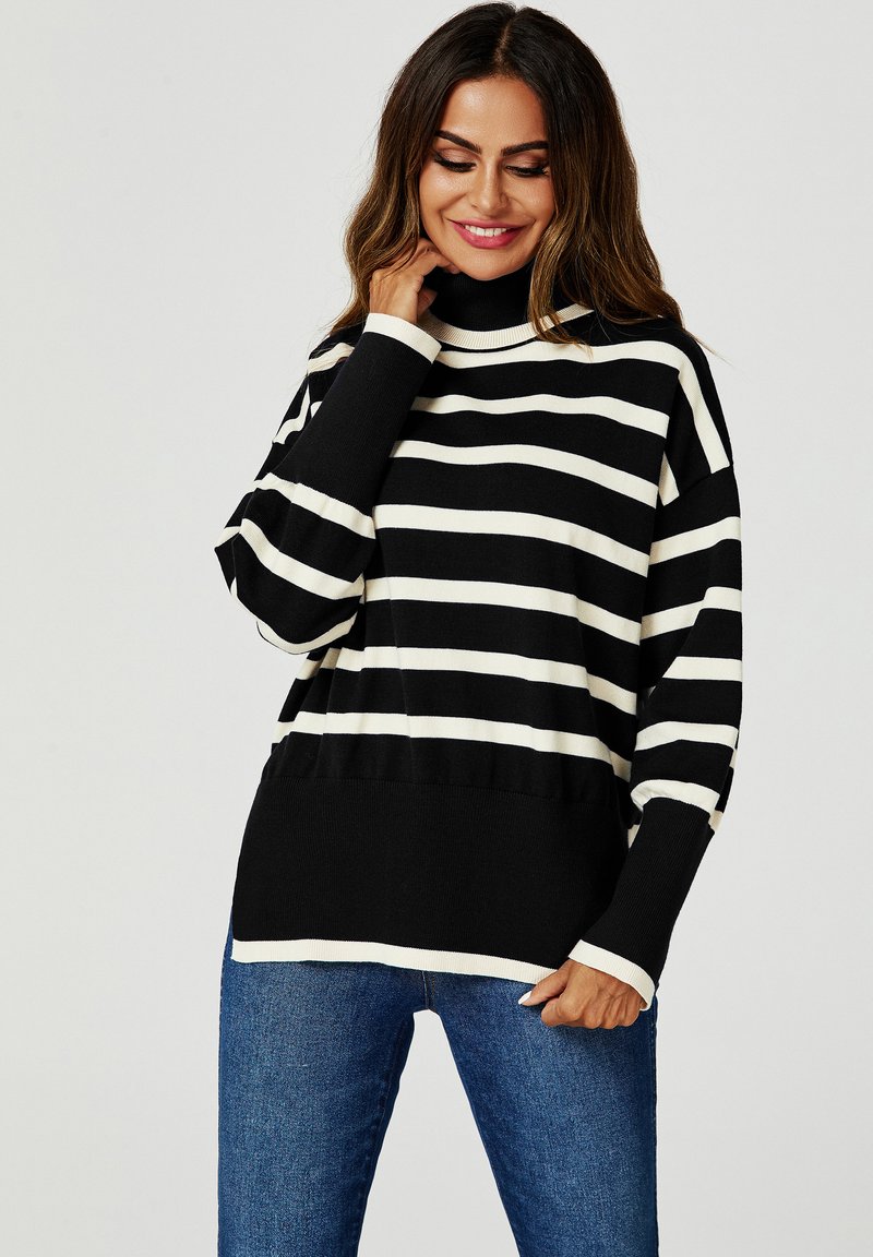 FS Collection STRIPED ROLL NECK - Trui - black/zwart - Zalando.nl