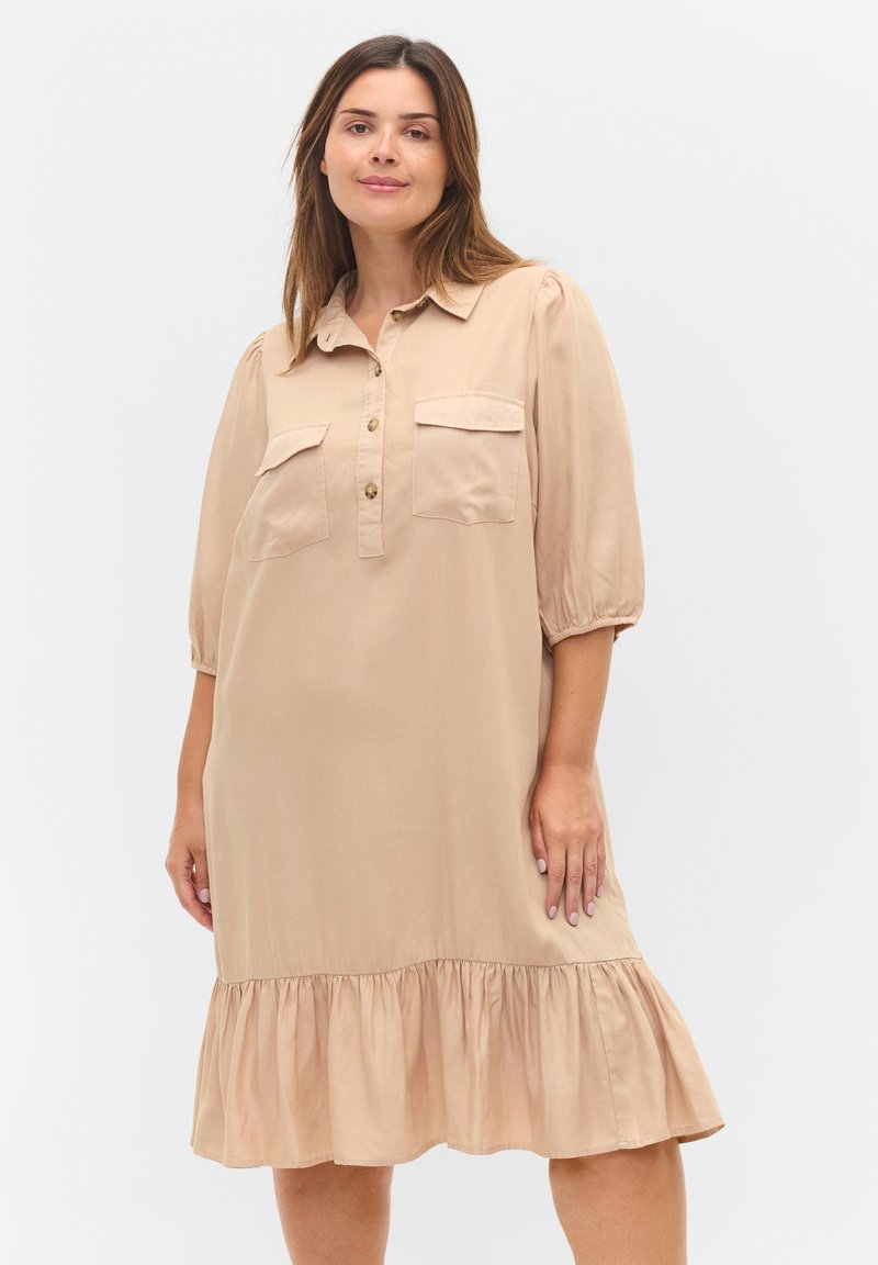 Zizzi Shirt dress - humus/beige - Zalando.ie
