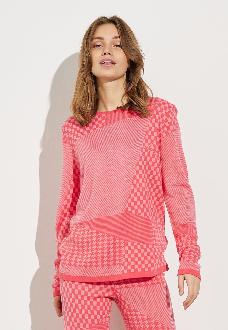 mbyM ALMEDA - Neule - check candy mix/punainen - Zalando.fi