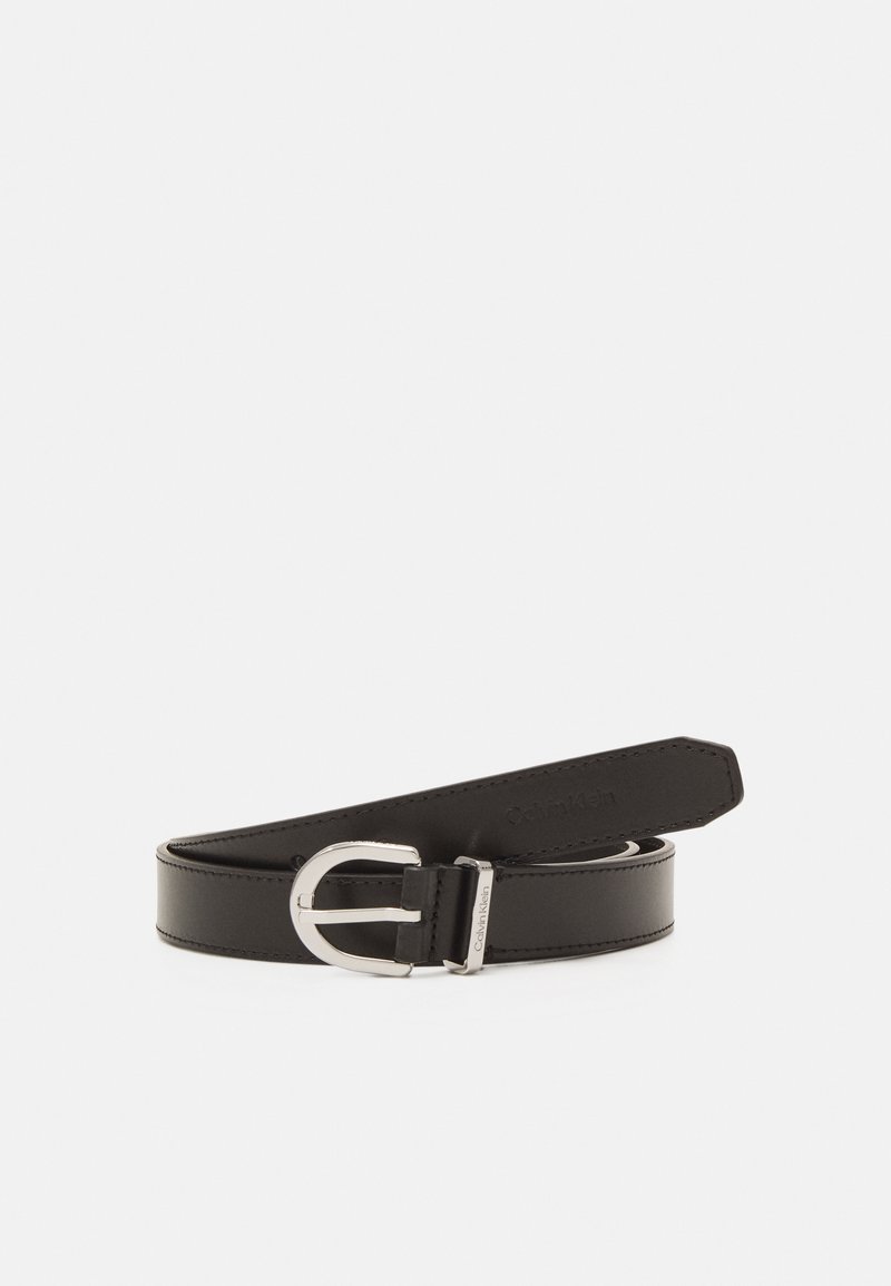 Calvin Klein ROUND BUCKLE LOGO LOOP BELT - Belt - black - Zalando.co.uk