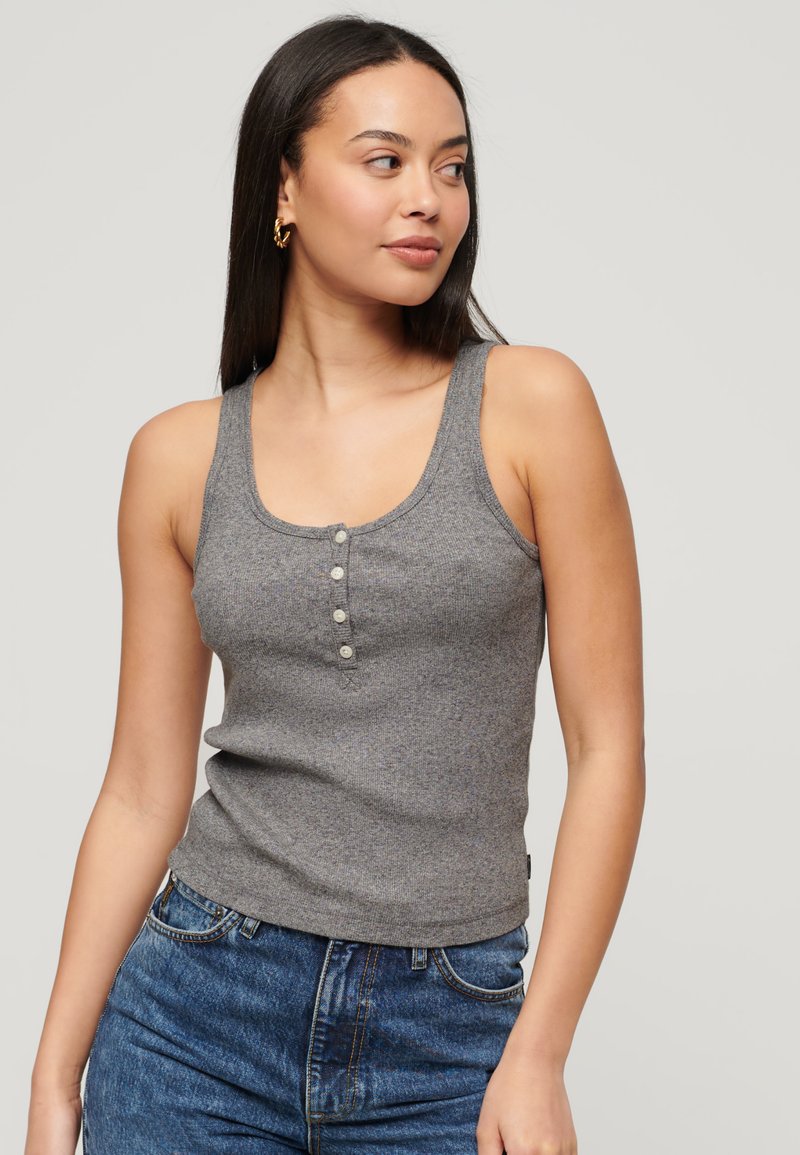 Superdry ESSENTIALS - Top - dark grey fleck marl/grey - Zalando.co.uk