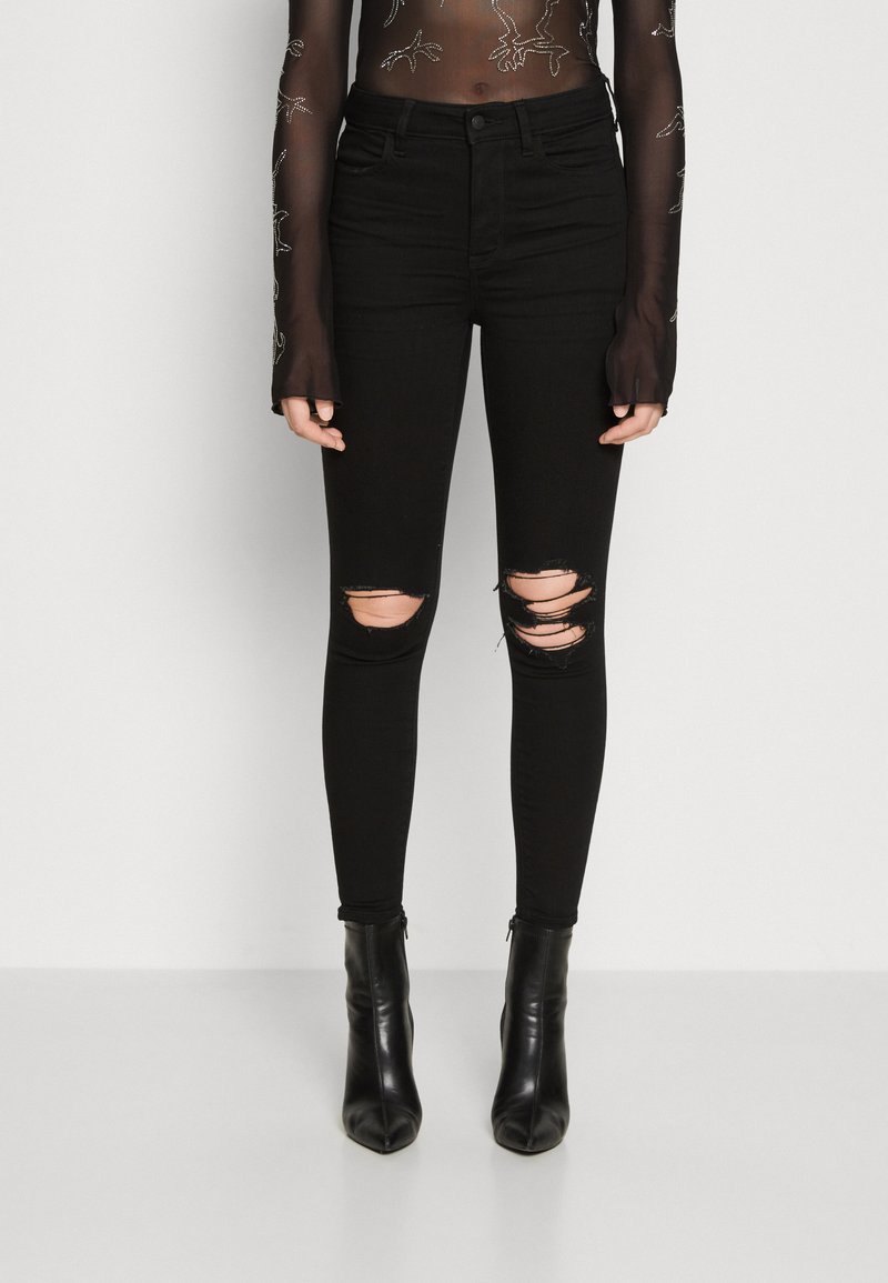 American Eagle SUPER HIGH RISE - Jeggings - black wash/black - Zalando