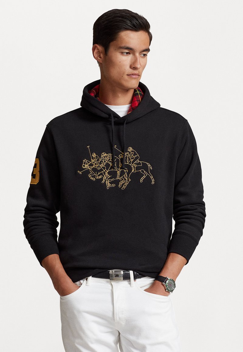 Polo Ralph Lauren HOOD LONG SLEEVE - Jersey con capucha - black/negro ...