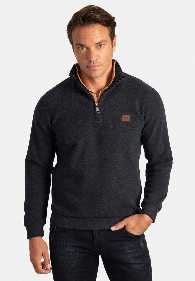 Jacey Quinn DOUBLE NECK HALF ZIP SWEATSHIRT - Sweatshirt - indigo/blau ...