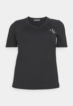 Calvin Klein Jeans Plus MONOLOGO SLIM V NECK TEE - Camiseta básica - black/negro - Zalando.es