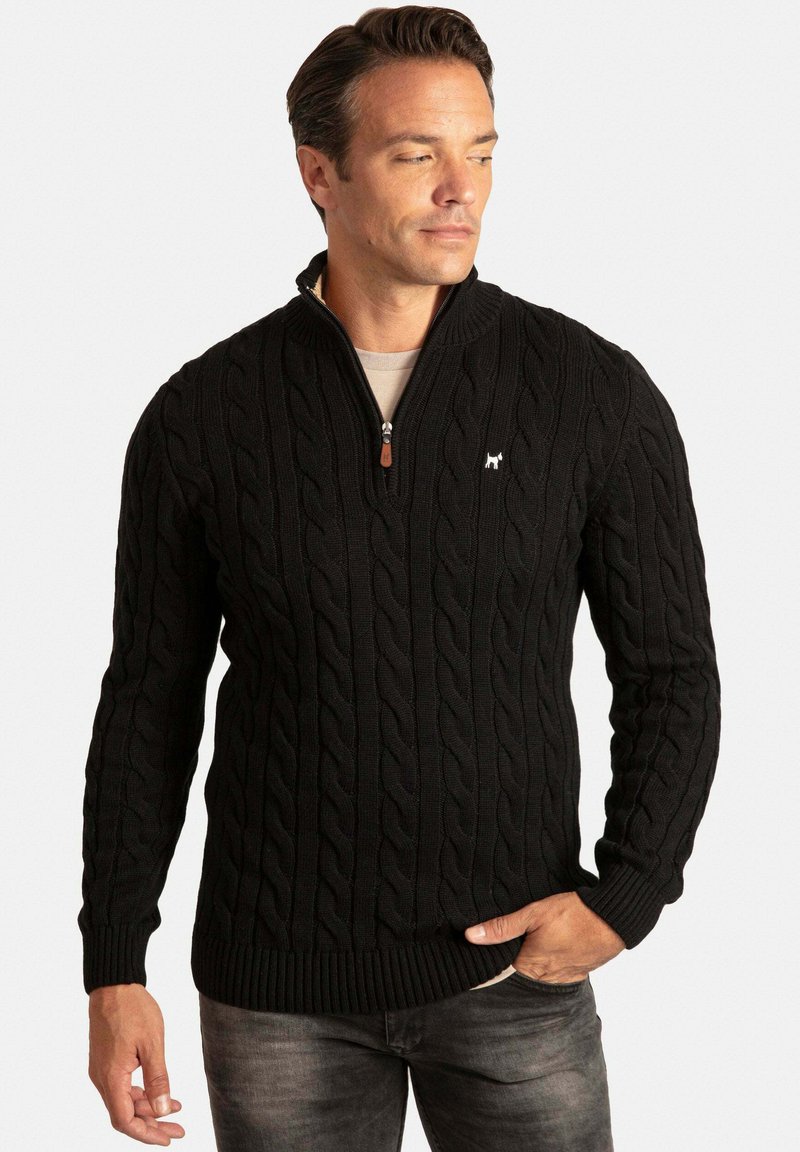 Williot HAIR BRAID PATTERN HALF ZIP SOFT TOUCH - Trui - black/zwart ...