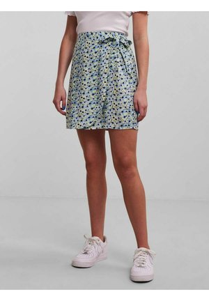 ICHI LISA - Jupe trapèze - total eclipse flower print/bleu roi - ZALANDO.FR