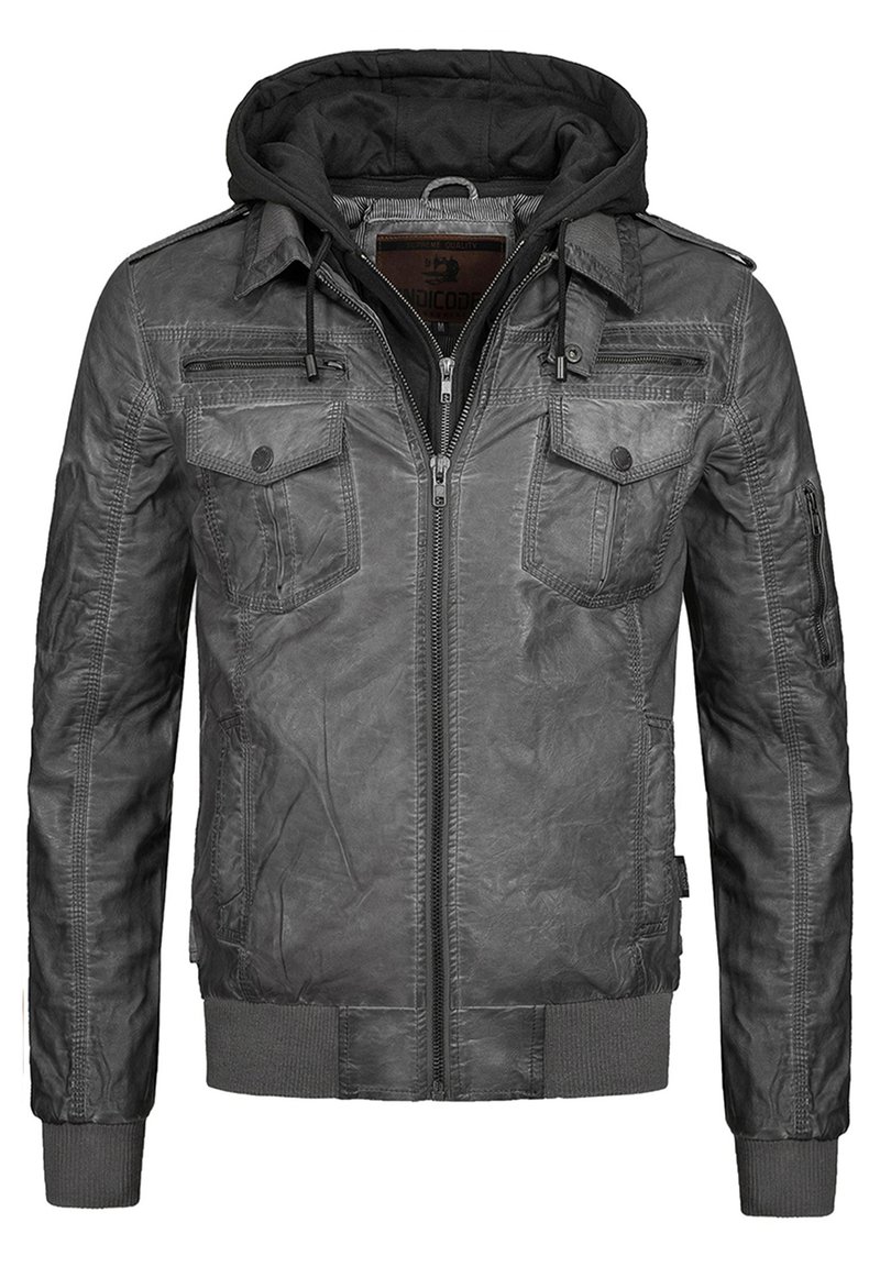 INDICODE JEANS AARON - Jacka i konstläder - dark grey/mörkgrå - Zalando.se