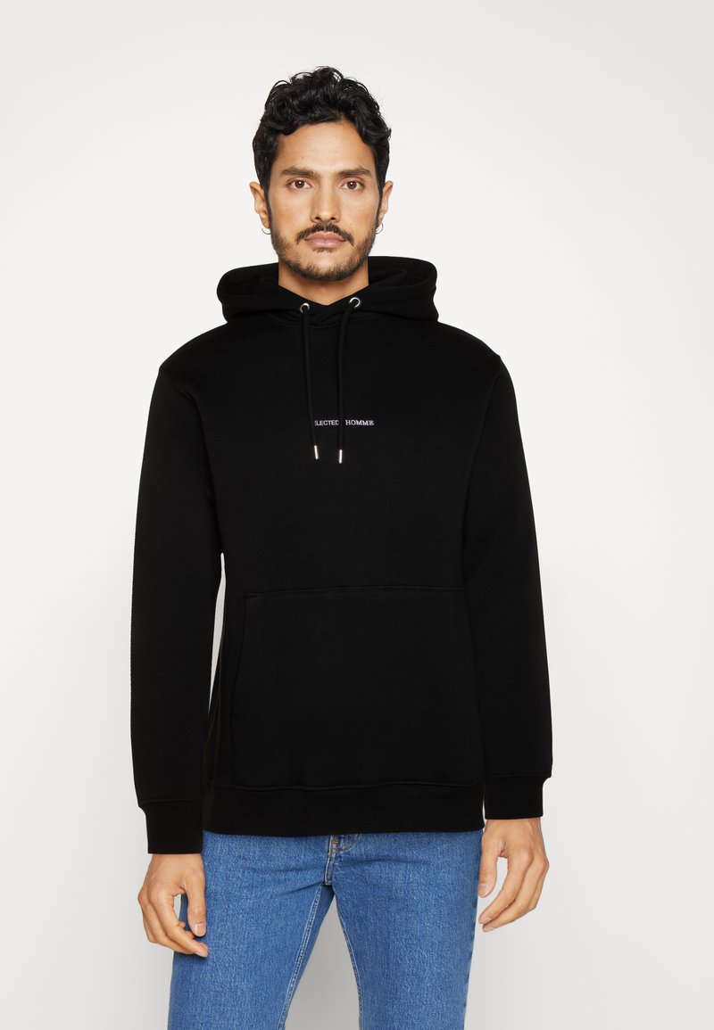 Selected Homme SLHHANKIE LOGO HOOD - Sweatshirt - black - Zalando.ie