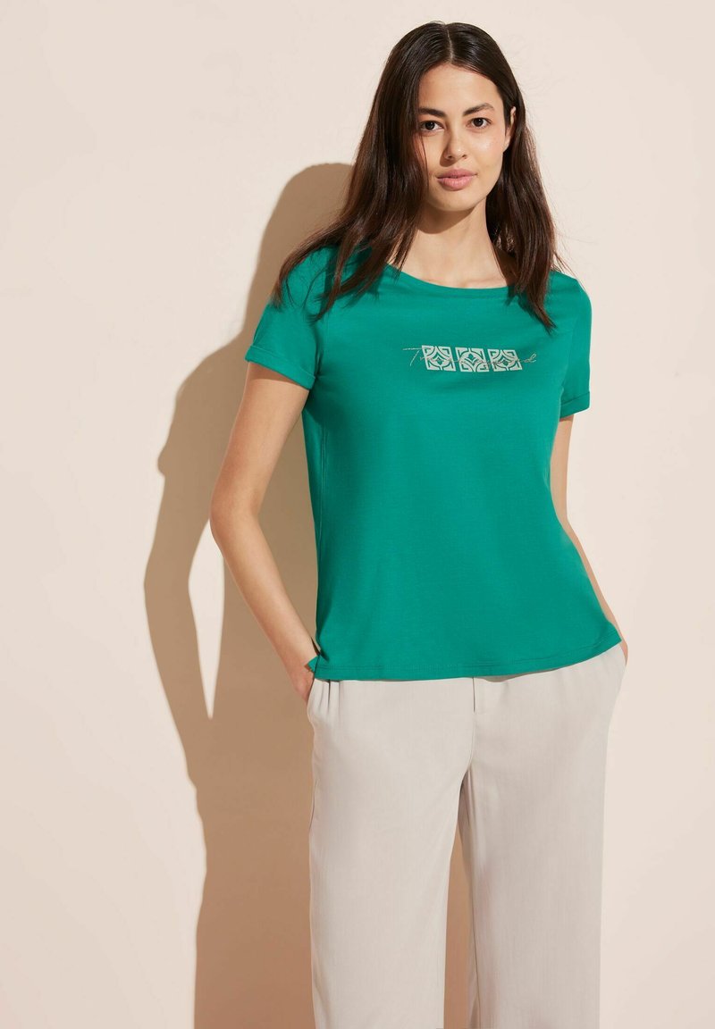 Street One Print T-shirt - türkis/mottled blue - Zalando