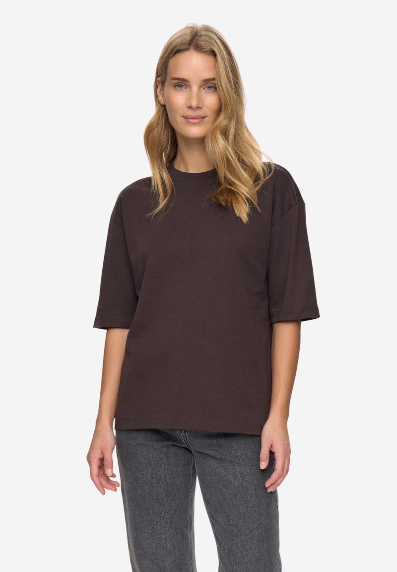 Nümph NUGIRA - Basic T-shirt - black coffee/dark brown - Zalando