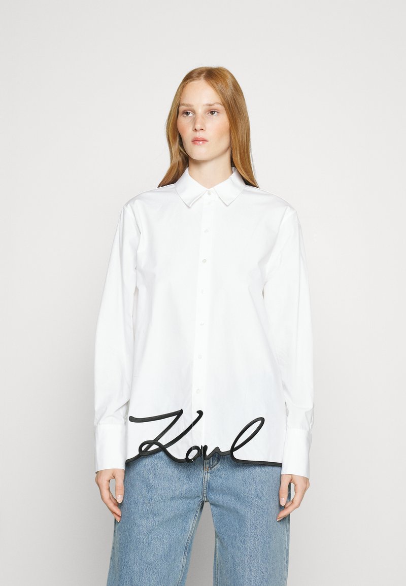 KARL LAGERFELD HEM SIGNATURE SHIRT - Cămașă - white/alb - Zalando.ro