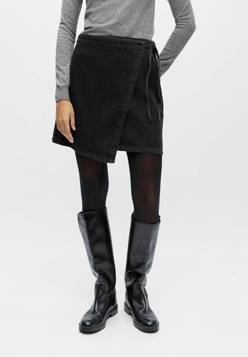 Object A-line skirt - black denim - Zalando.co.uk