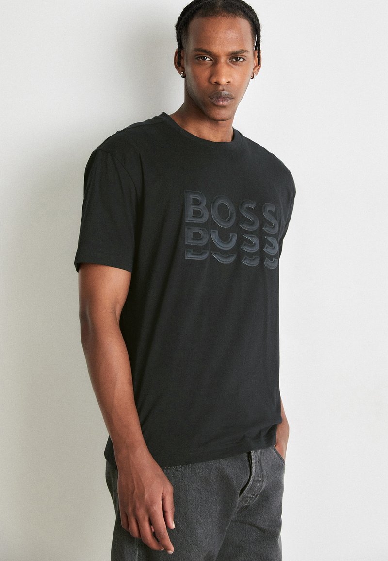 BOSS TEE - Print T-shirt - black - Zalando