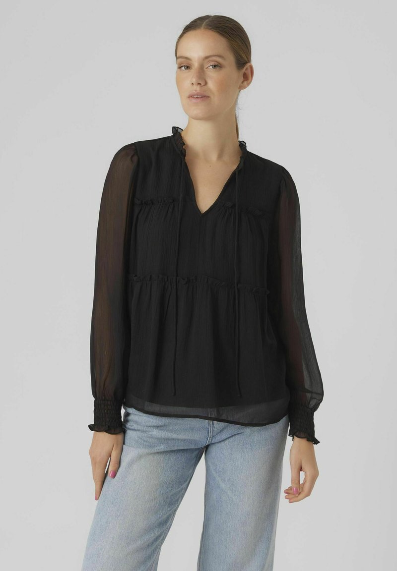 Vero Moda VMVANESSA LS EXC GA - Bluse - black/sort - Zalando.dk