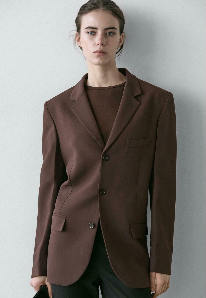 Massimo Dutti Blazer - mottled dark brown - Zalando