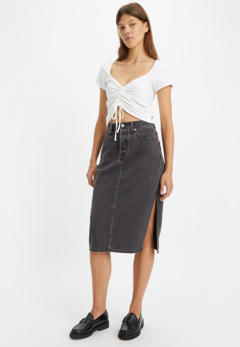 Levi's® SIDE SLIT SKIRT - Džinsinis sijonas - washed noir black/juodų ...