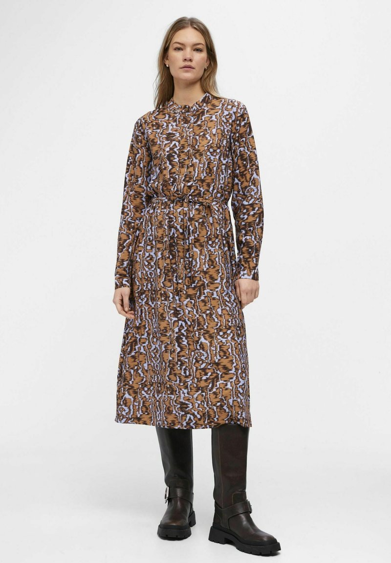 Object PRINT - Vestido camisero - tobacco brown/marrón jaspeado ...