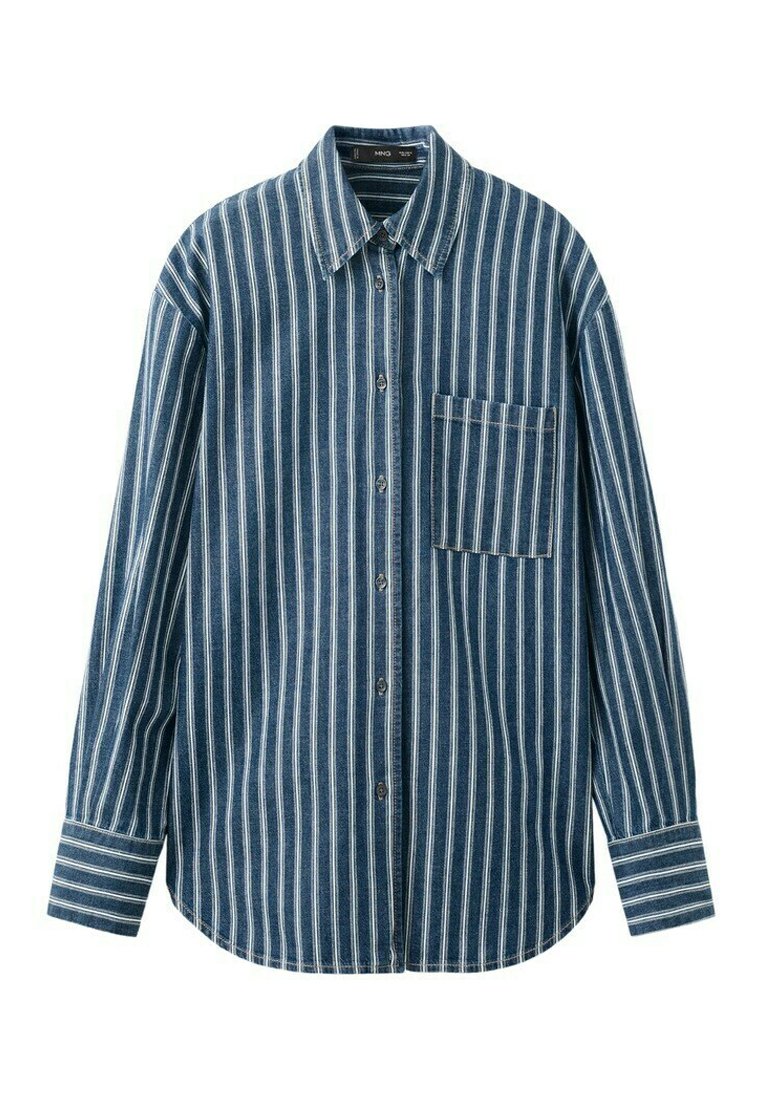 Mango Button-down blouse - dark blue - Zalando