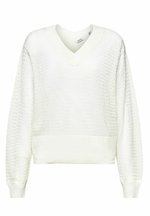 Esprit STRUKTURIERTER MIT V AUSSCHNITT - Strickpullover - off white/offwhite - Zalando.de
