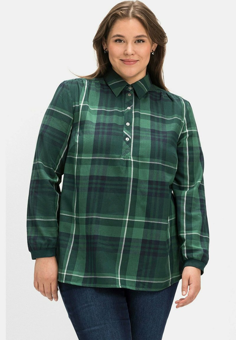 Sheego Blouse - tiefgrün kariert/dark green - Zalando.de