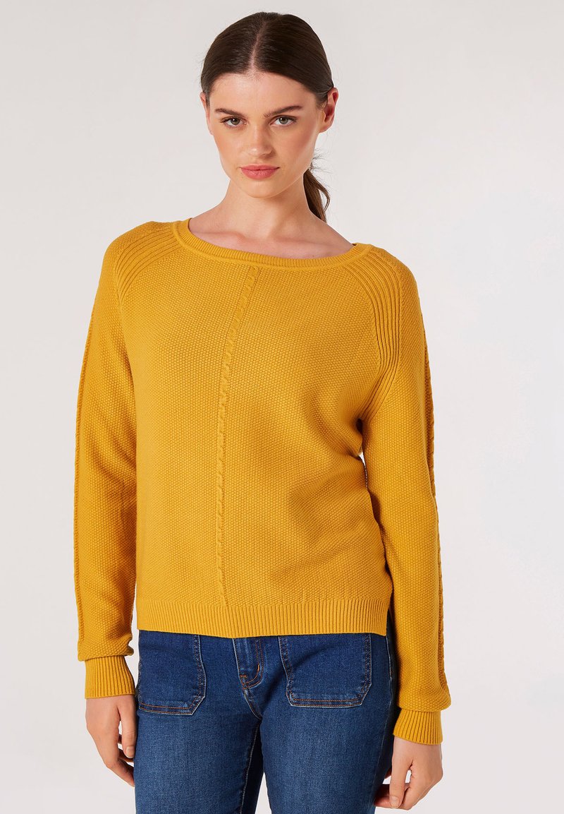 Apricot WAFFLE ARAN - Pullover - mustard/moutarde - ZALANDO.FR