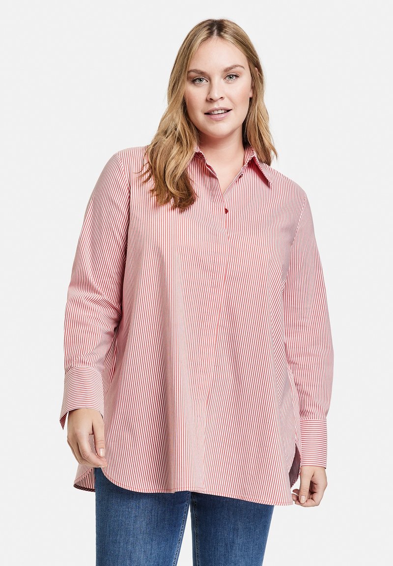 Samoon LANGARM GESTREIFTE - Overhemdblouse - power red gemustert/rood ...