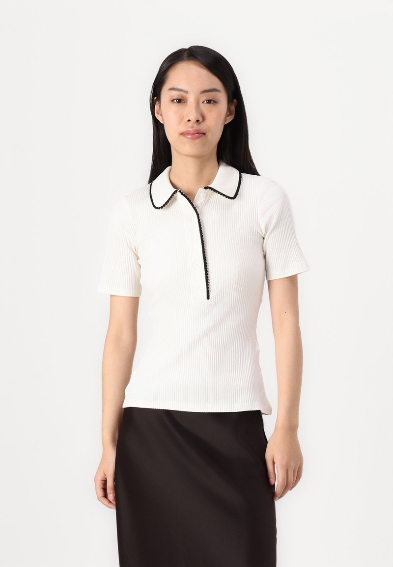 Anna Field Polo shirt - egret/black/off-white - Zalando