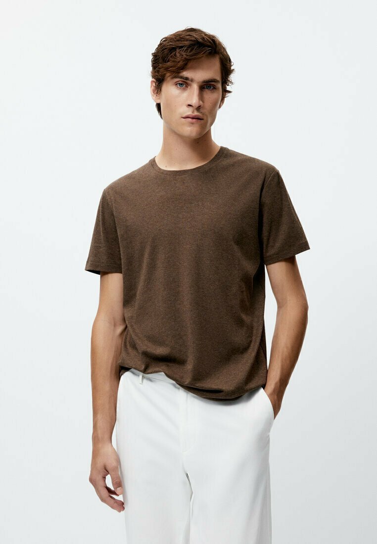 Massimo Dutti SHORT SLEEVE - T-Shirt basic - brown/braun - Zalando.at