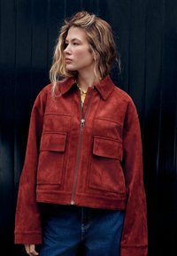 Next REGULAR FIT ZIP THROUGH - Kunstlederjacke - rust brown/rot - Zalando