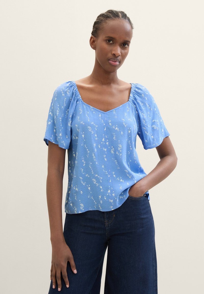 TOM TAILOR DENIM Bluse - light blue white print/hellblau - Zalando.de