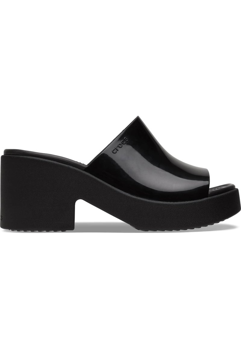 Crocs BROOKLYN SLIDE HIGH SHINE - Mules à talons - black/noir métallisé ...