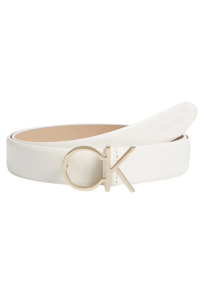 Calvin Klein LOCK LOGO BELT - Belt - ecru/off-white - Zalando