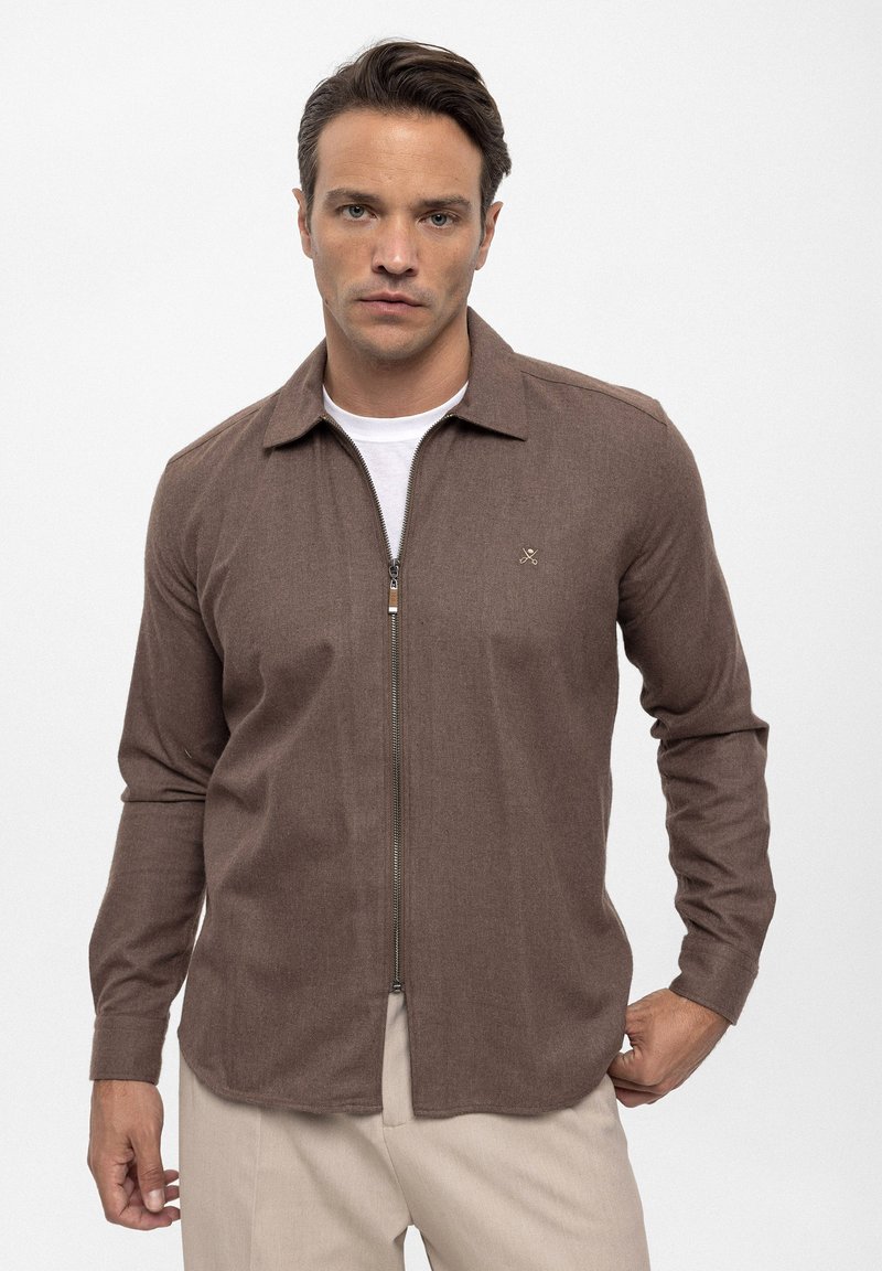 Felix Hardy BASIC FULL-ZIP - Camicia - brown/marrone - Zalando.it
