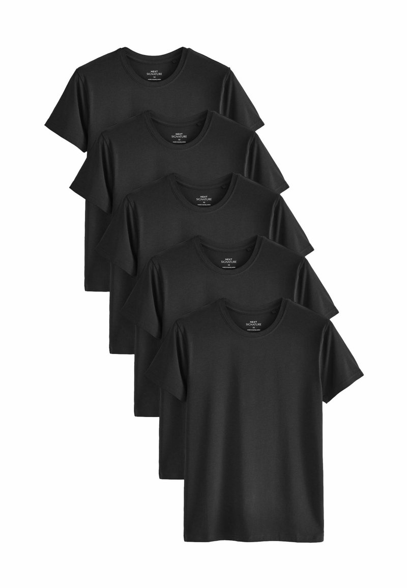 Next SIGNATURE REGULAR FIT 5 PACK - T-shirt basic - black/zwart ...