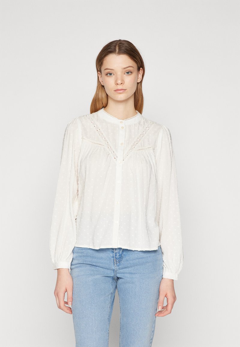 JDY JDYJADE LIFE DOBBY LACE SHIRT - Blouse - cloud dancer/écru - ZALANDO.FR