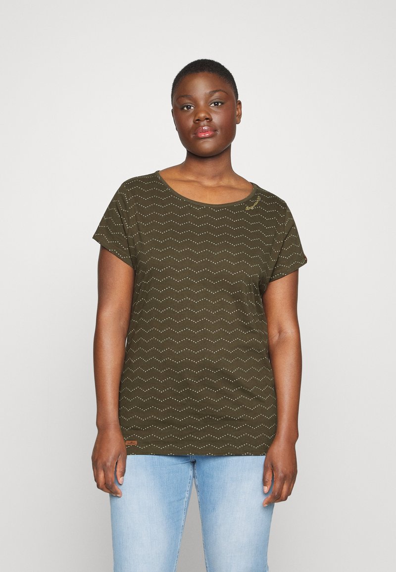 Ragwear Plus MINTT ZIG ZAG PLUS - T-shirt imprimé - olive - ZALANDO.CH