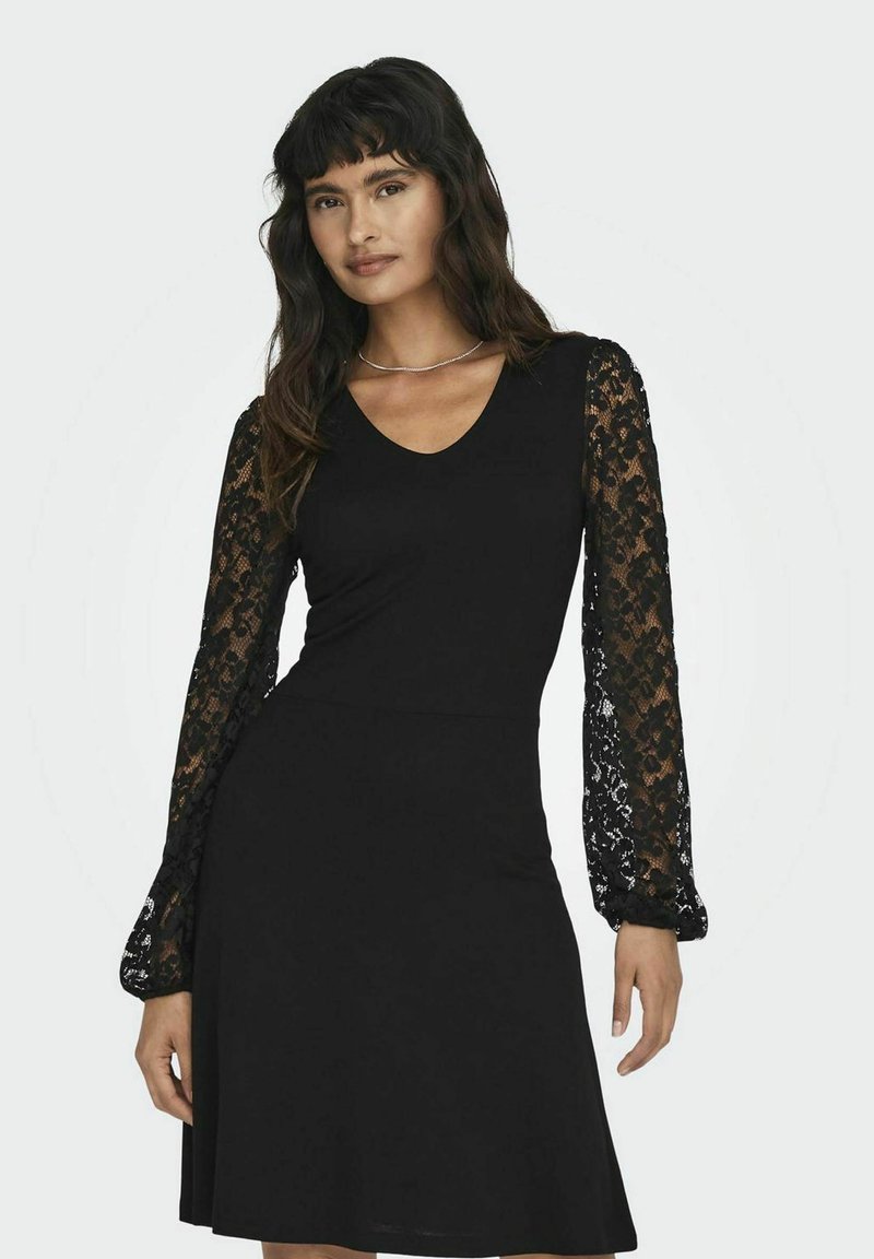 ONLY NORMAL V-AUSSCHNITT - Day dress - black - Zalando