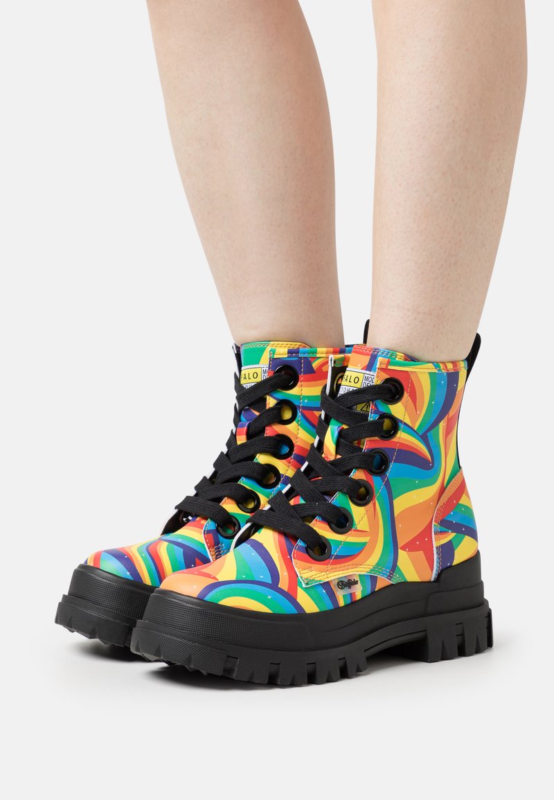 Buffalo ASPHA LACE UP HI - Platåstøvletter - black rainbow/svart ...