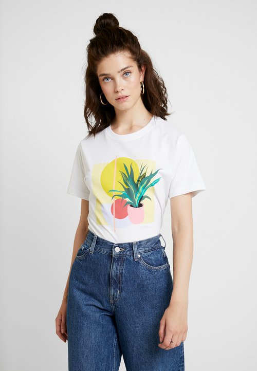 Mister Tee LADIES LESS MONDAY TEE - T-Shirt print - white/beige ...