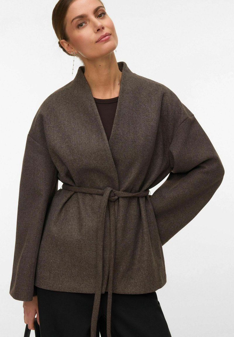 Vero Moda AWSIJINA - Short coat - coffee bean/dark brown - Zalando