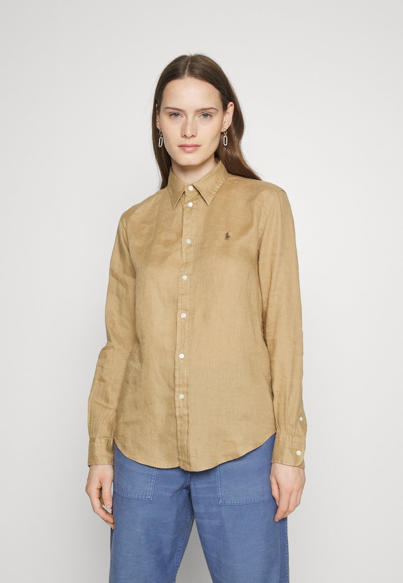 Polo Ralph Lauren Long Sleeve Button Front Hemdbluse Camel Braun