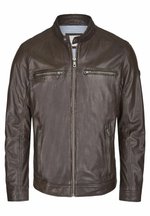 bugatti LEATHER JACKET WITH SNAP - Lederjacke - dunkelbraun - Zalando.de