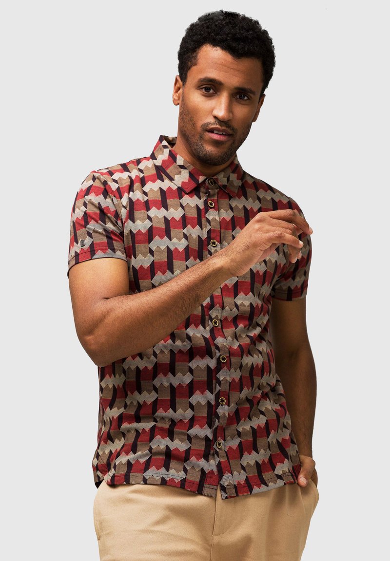 4funkyflavours HOW I KNOW - WITH GEOMETRIC PATTERN - Polo - brown ...