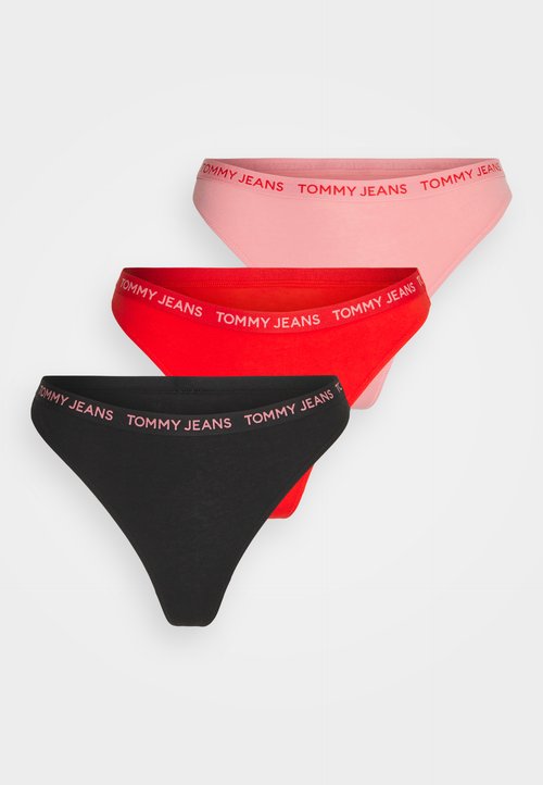 Tommy Jeans THONG 3 PACK - Stringit - deep crimson/white/desert sky ...