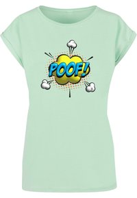 Merchcode POOF COMIC EXTENDED SHOULDER - Print T-shirt - neo mint/mint ...