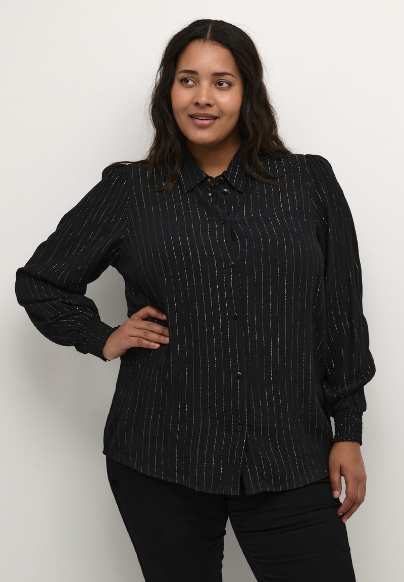 Kaffe Curve KAFFE CURVE KCLIVA - Camisa - black w gun metal lurex/negro ...