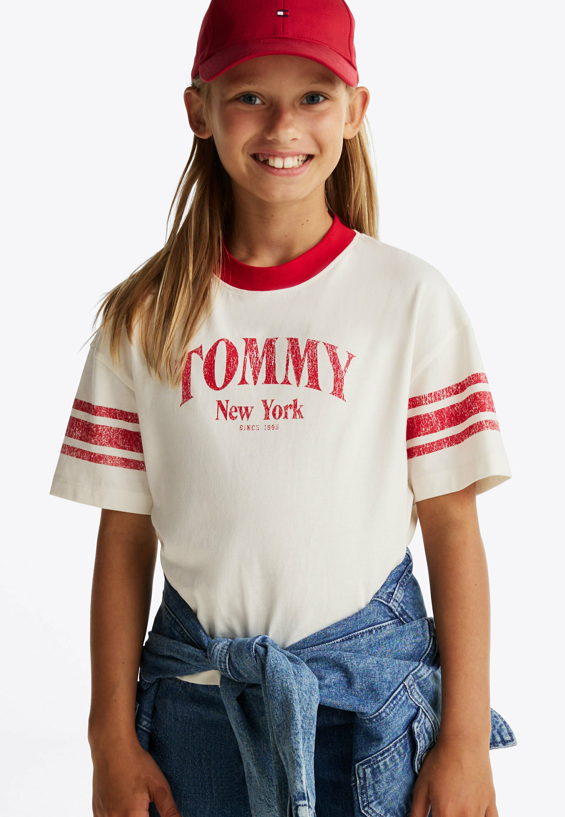 Tommy Hilfiger COLOUR BLOCKED CREW NECK T Shirt print ancient white weiB Zalando
